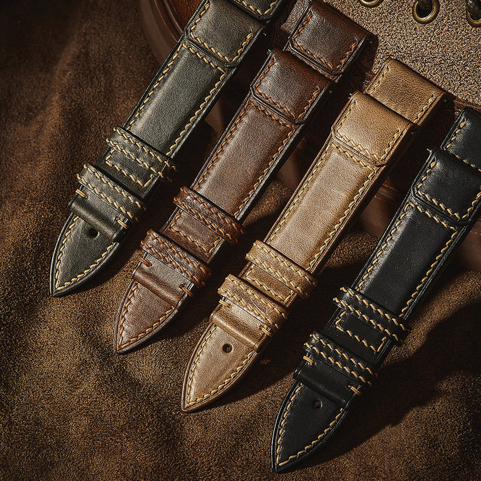 Grey Harness Crazy Horse Leather Strap